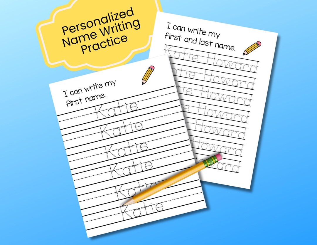 Prek Kindergarten Name Writing Practice - Customized With First and ...