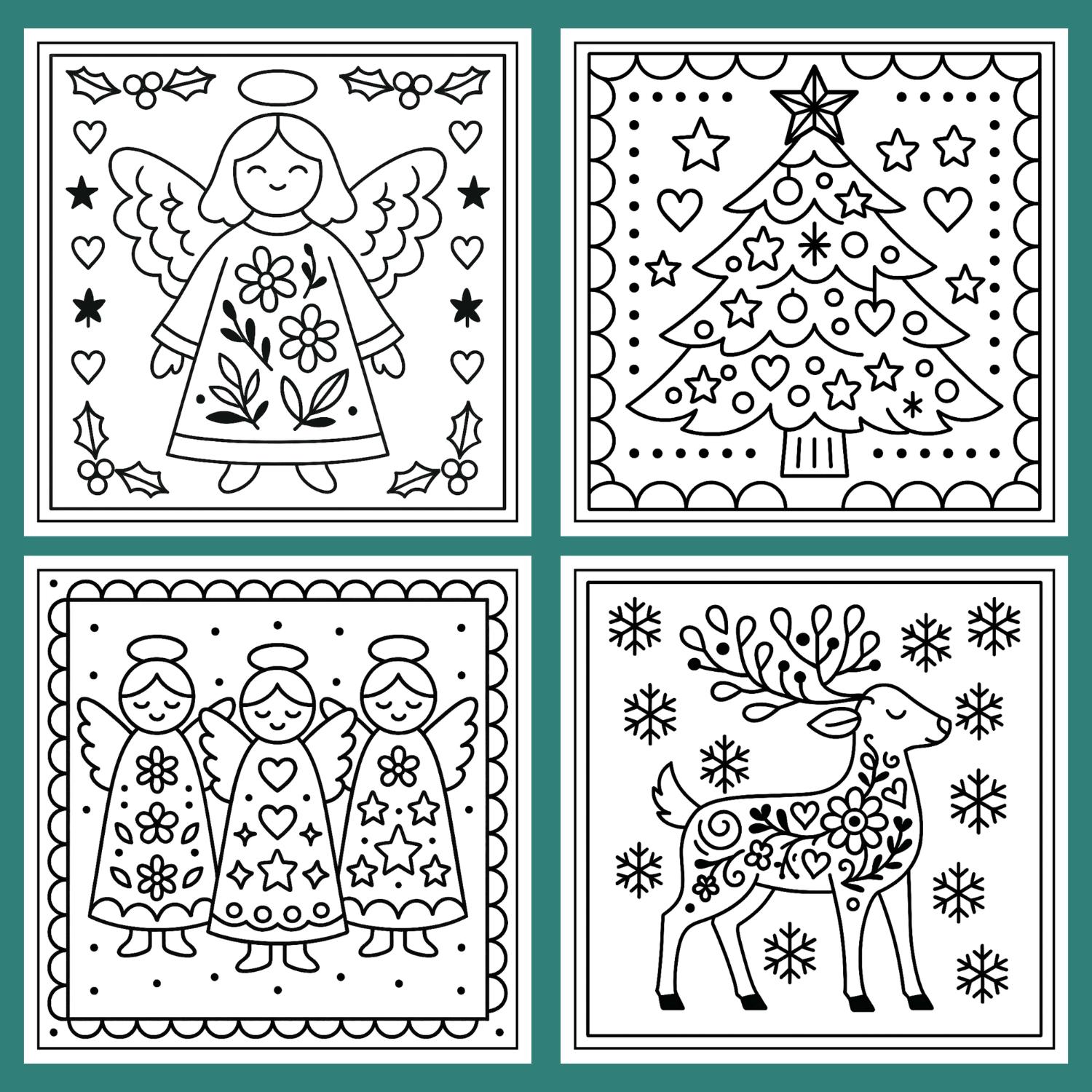 Folk Art Christmas Coloring Book: 24 Printable Holiday Pages (digital ...