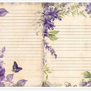 Purple Junk Journal Kit - Lined Journal Pages - Ephemera - Etsy