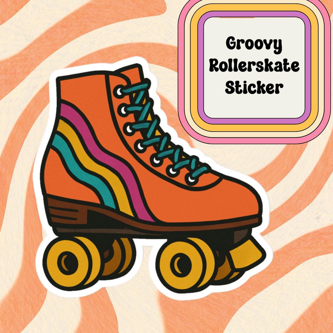 Groovy Roller Skate Sticker: Retro 70s Vinyl Decal - Etsy