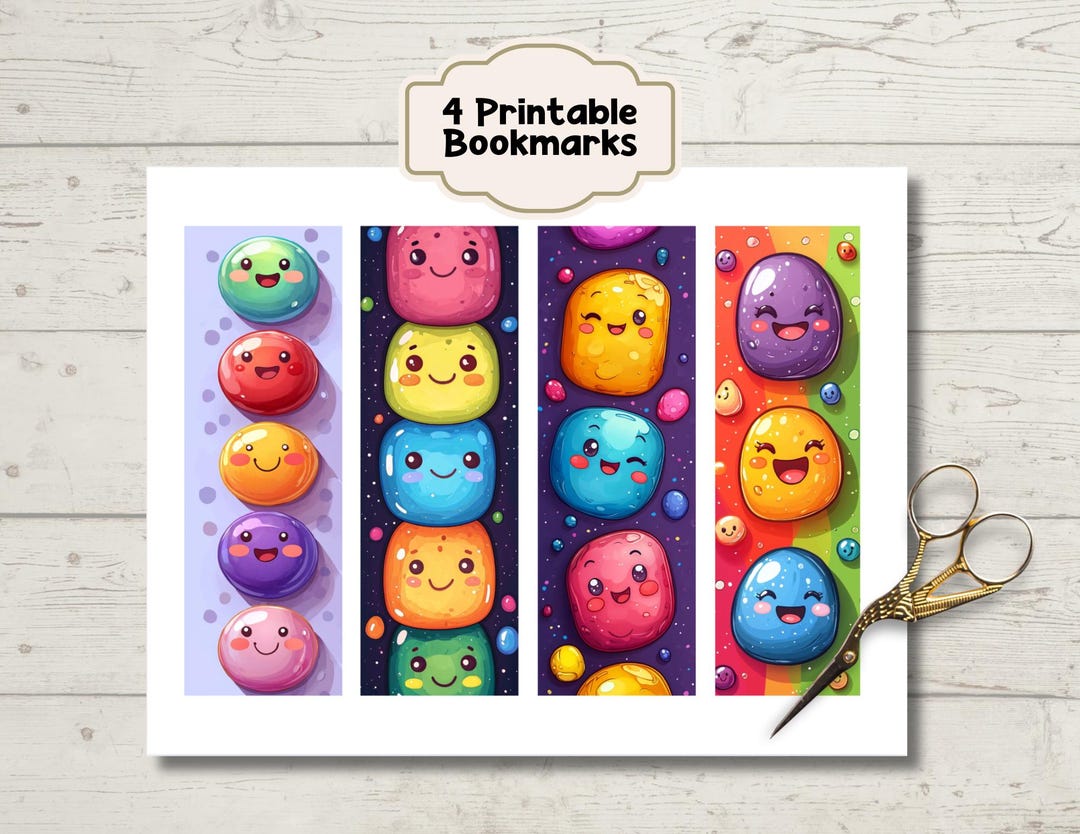 Candy Smiles Bookmarks - Printable PDF - Set of 4 Printable Bookmarks ...