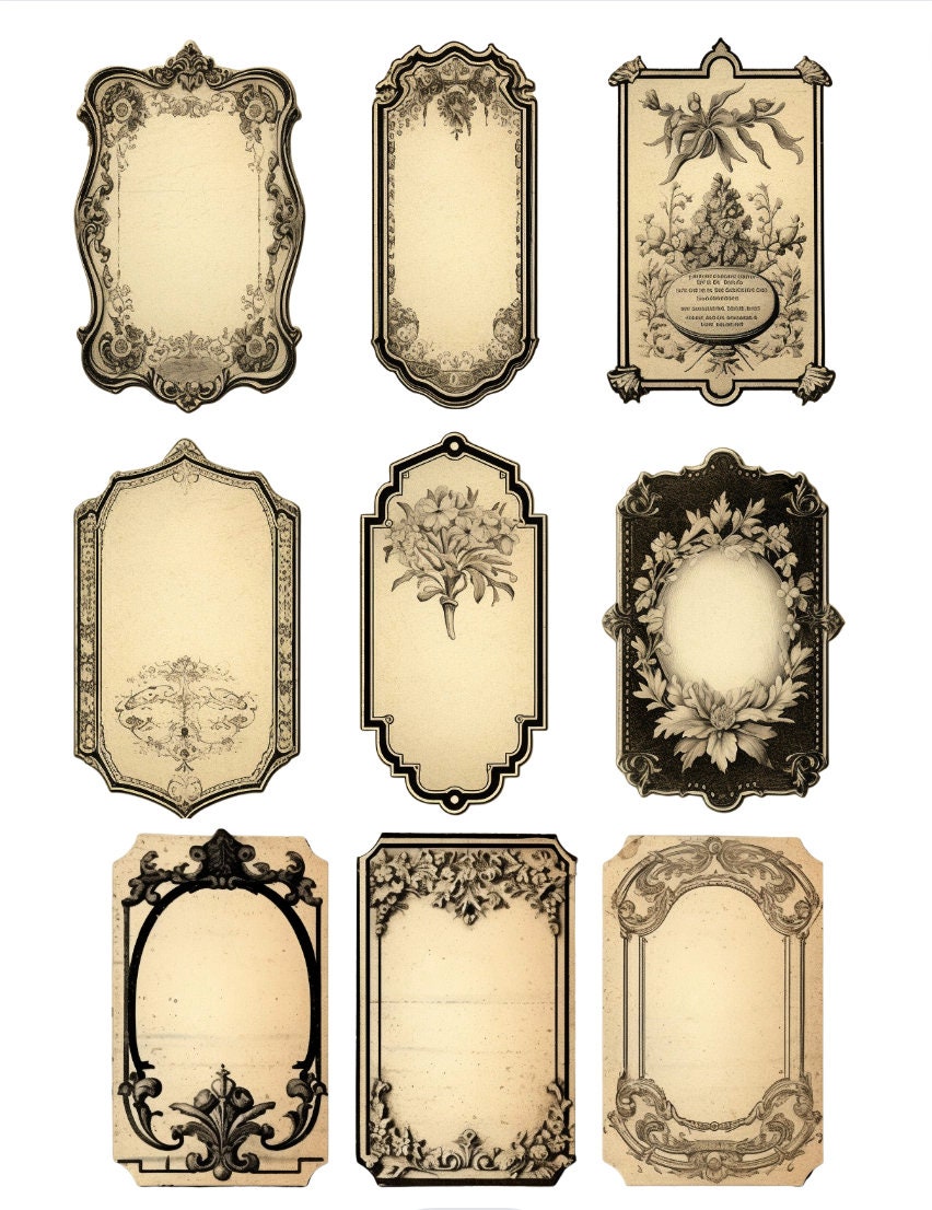 Antique Label Cut-outs for Junk Journaling, Scrapbooking, Card Making ...