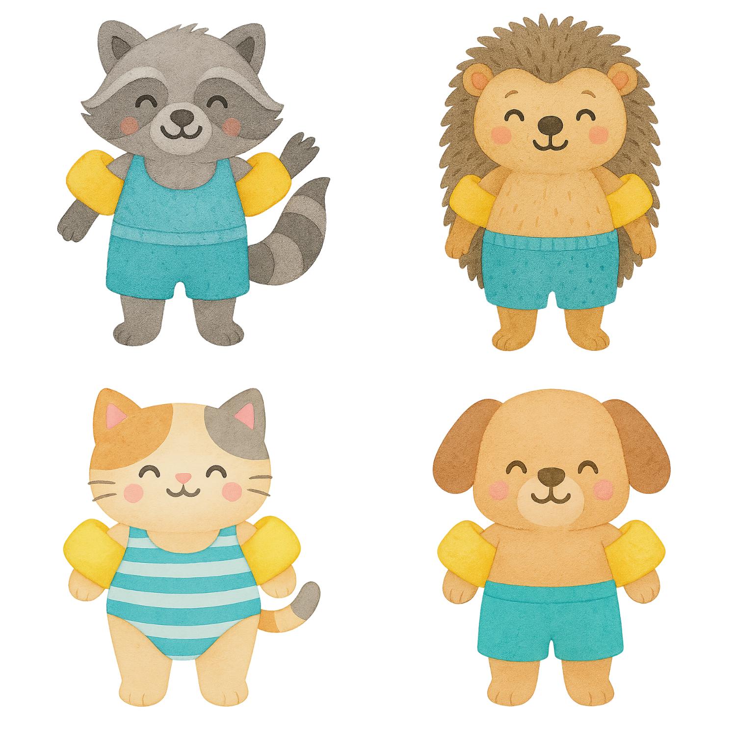 Pool Party Clipart – Cute Summer Animals, Floaties & Swimwear Pngs ...