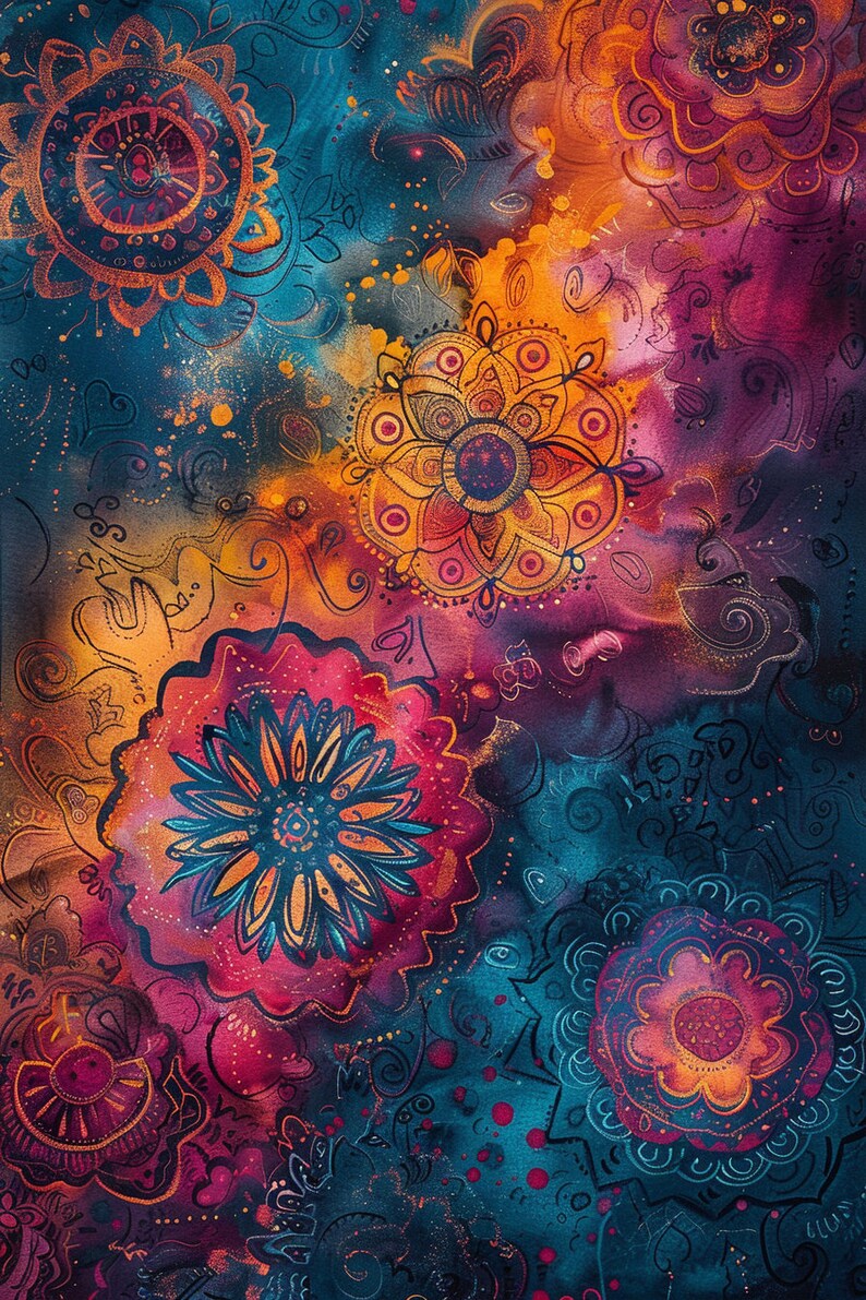 Boho PNG Clipart: 50 Colorful Designs for Junk Journals (digital ...