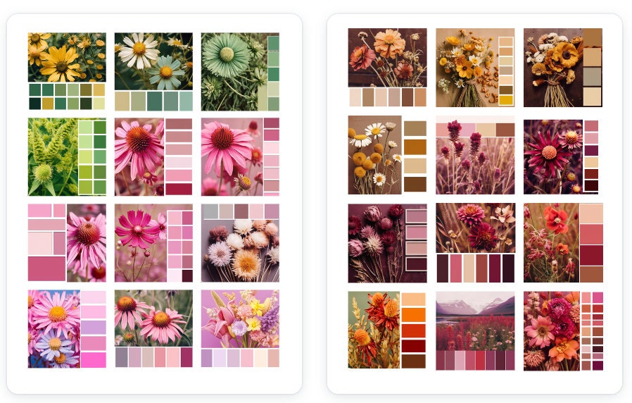 Wildflower Color Palette Junk Journal Printable - 6 Page PDF - 72 ...