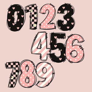Pink & Black Doodle Letter PNG Bundle: 4 Alphabet Styles (commercial ...