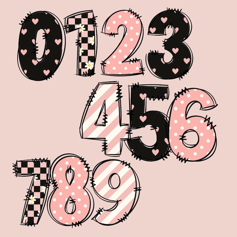 Pink & Black Doodle Letter PNG Bundle: 4 Alphabet Styles (commercial ...