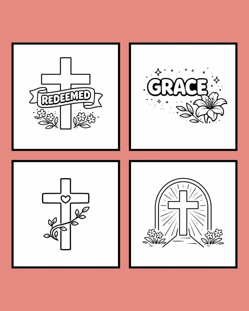 Faith Based Easter Coloring Book Printable PDF | Bold Easy Christian ...