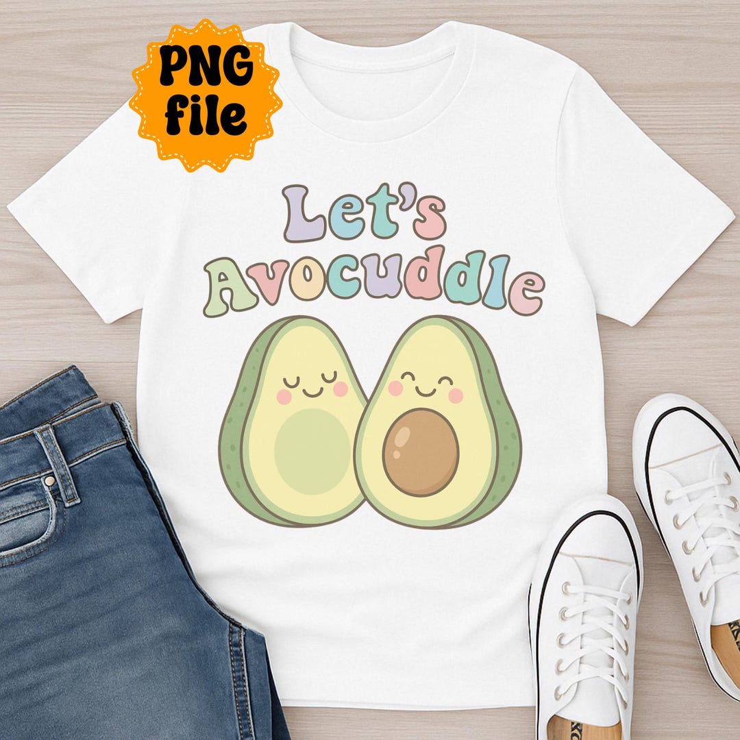 Avocuddle Kawaii Avocado Clipart: T-shirt & Sticker Design (PNG) - Etsy