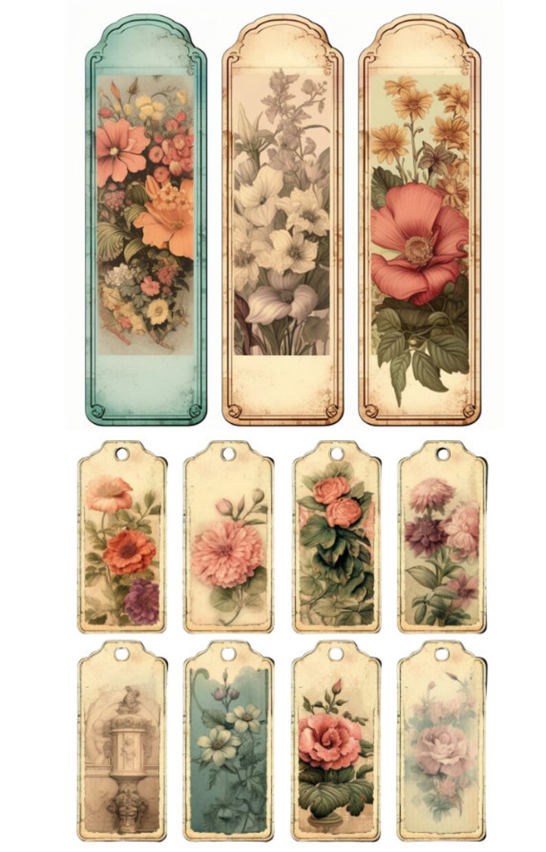 Antique Floral Label and Tag Cut Outs for Junk Journals, Scrapbooks ...