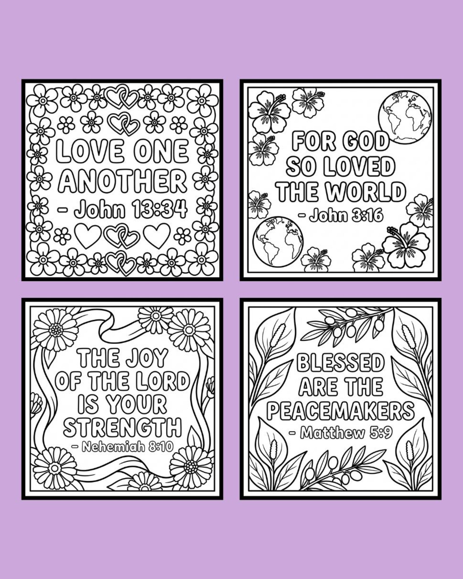 Bold & Easy Bible Verse Coloring Book | 24-page Printable PDF ...
