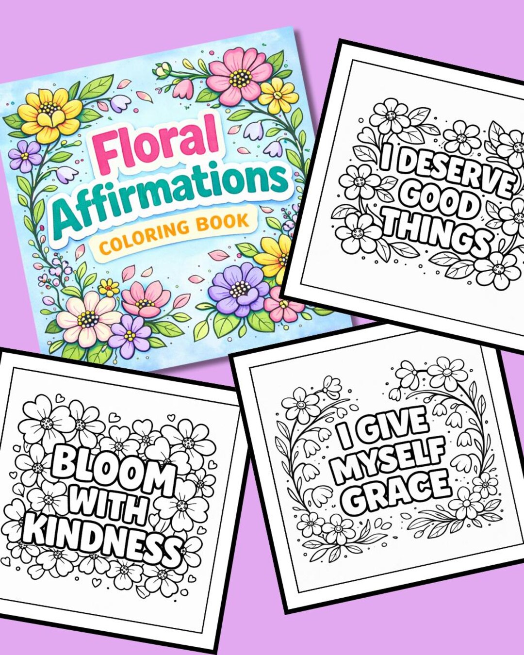 Floral Affirmations Coloring Book | Printable Positive Quotes Coloring ...