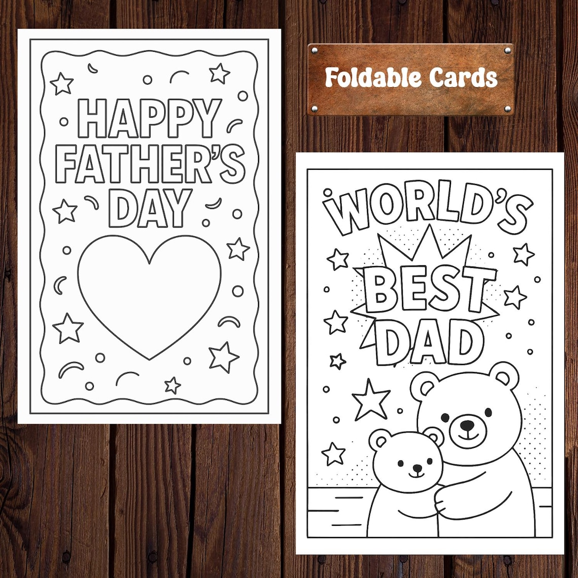 Father's Day Coloring Cards for Kids: DIY Printable Gift (PDF Download ...