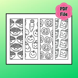 Food Coloring Bookmarks – 16 Cute Doodle Designs (PDF) - Etsy