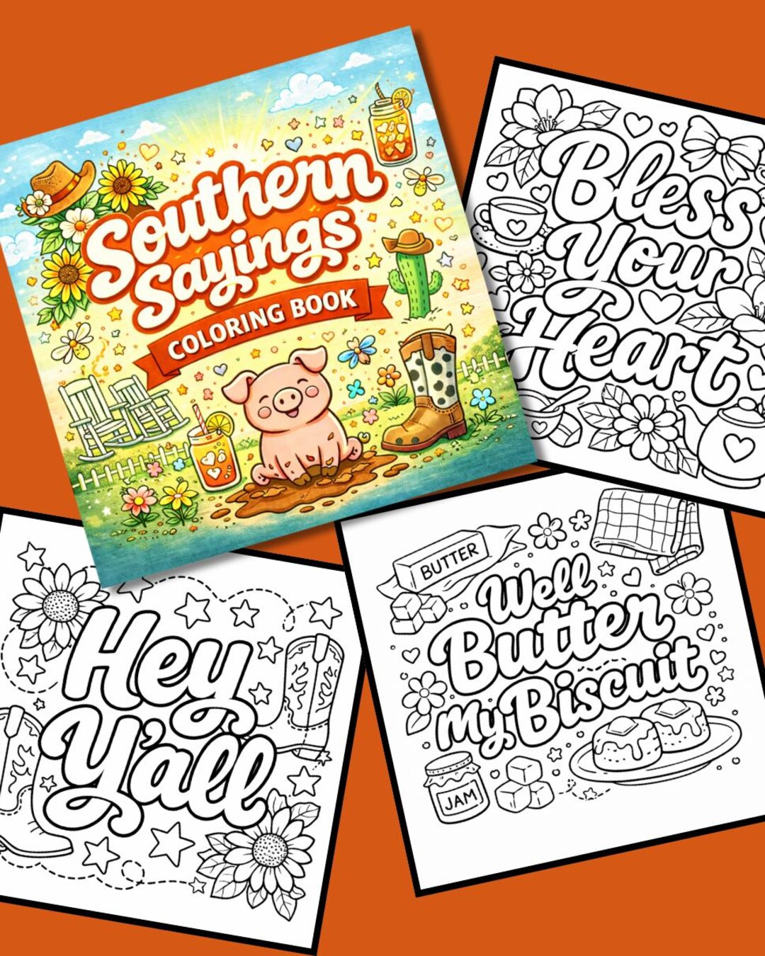 Southern Sayings Coloring Book | Country Quotes for Relaxation | PDF ...