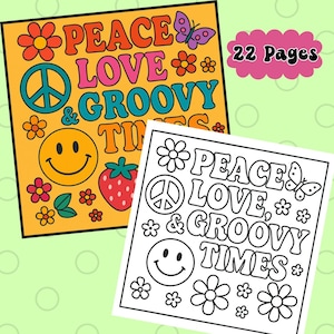 Peace, Love and Groovy Times Coloring Book – 1970s Retro Printable ...
