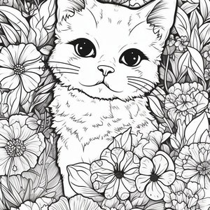 12 Charming Kitten Coloring Pages - Cute Kittens With Flowers ...