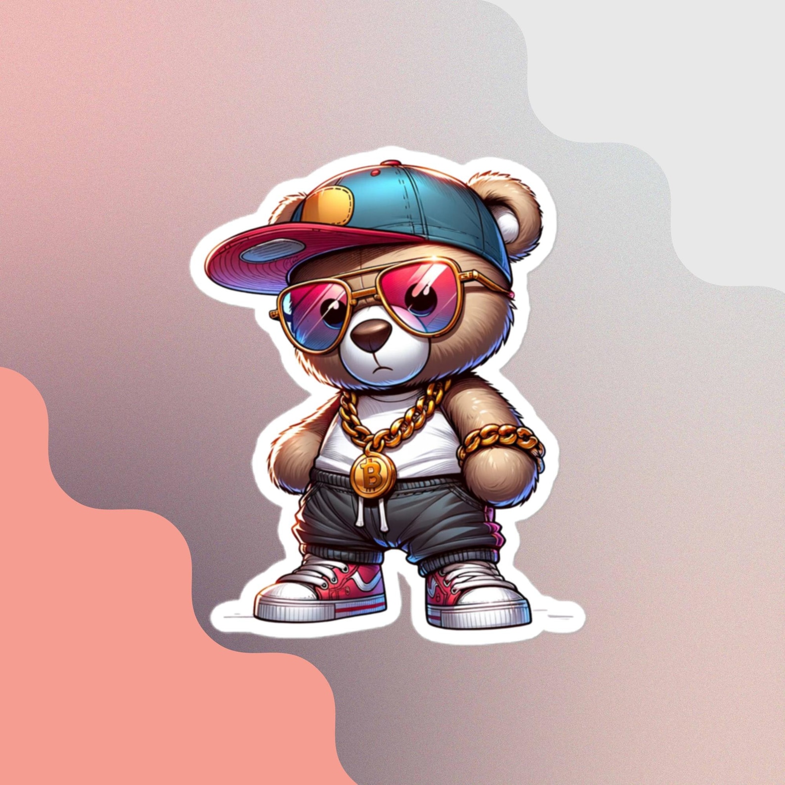 Hip-hop Teddy Sticker, Urban Bear Sticker - Etsy