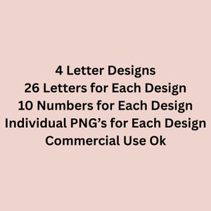 Pink & Black Doodle Letter PNG Bundle: 4 Alphabet Styles (commercial ...