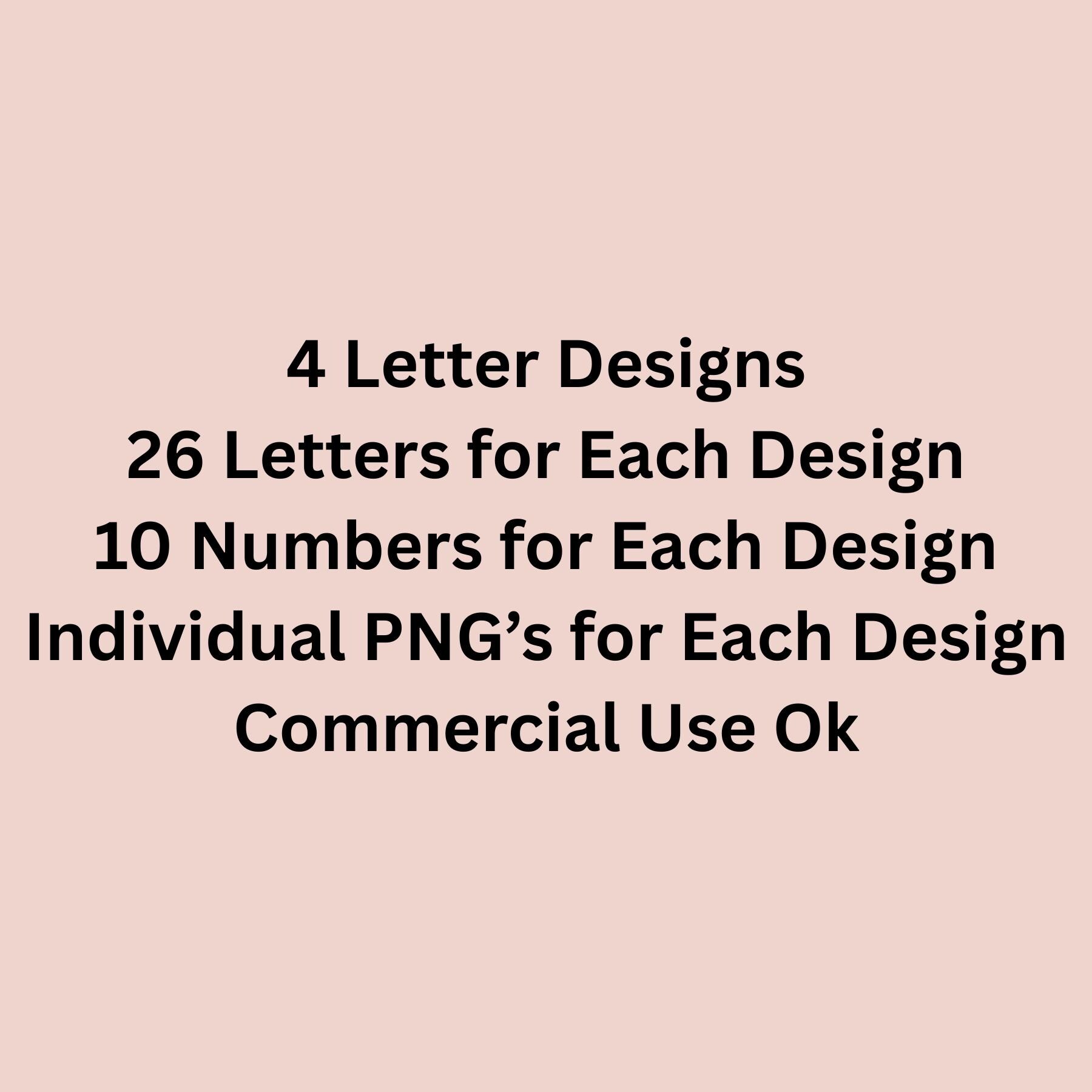 Pink & Black Doodle Letter PNG Bundle: 4 Alphabet Styles (commercial ...