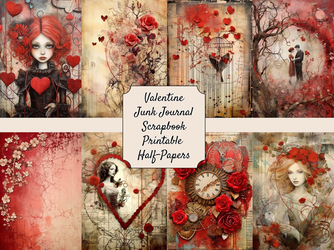 Valentine's Day Ephemeral Half Papers - Valentine Junk Journal Paper ...