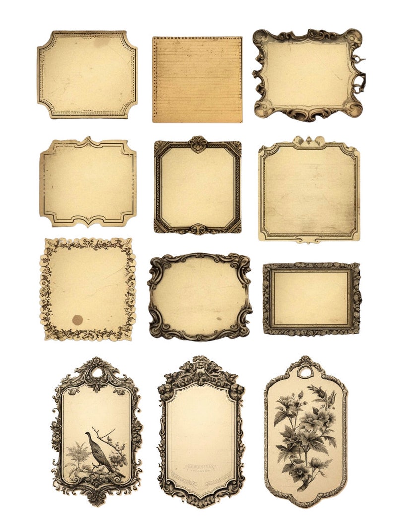 Antique Label Cut-outs for Junk Journaling, Scrapbooking, Card Making ...