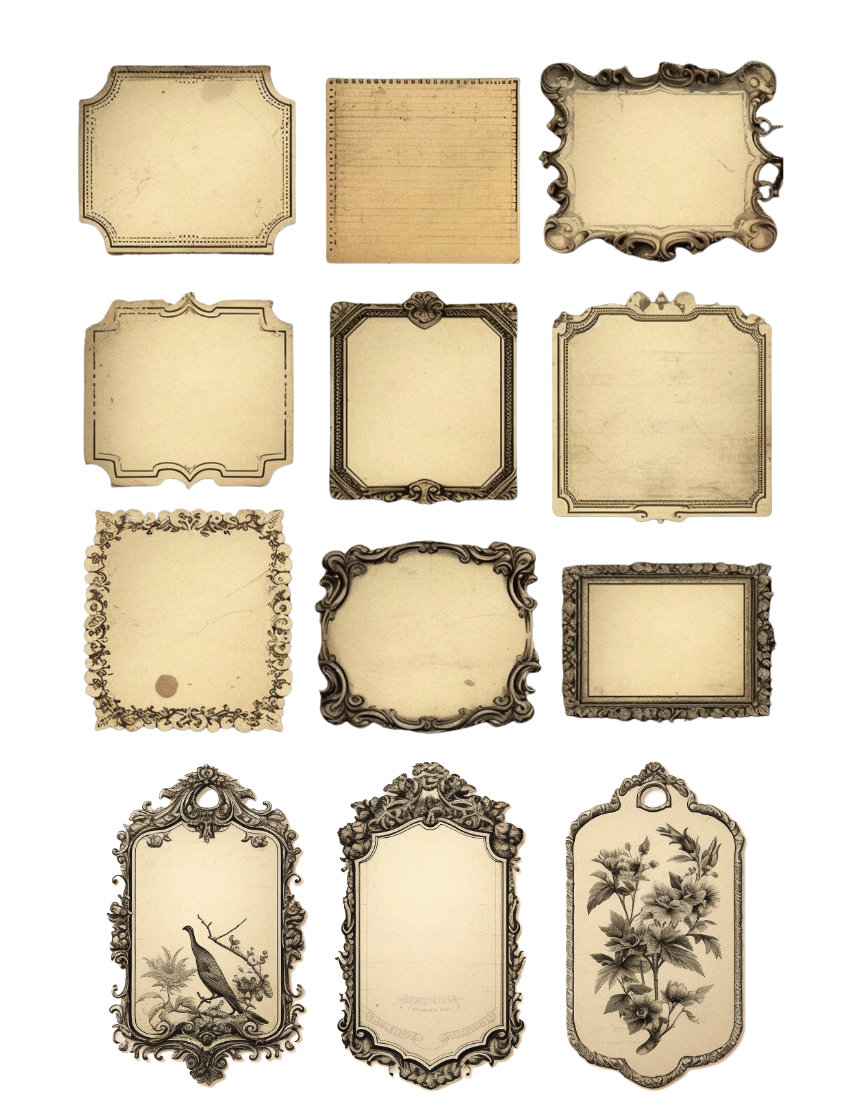 Antique Label Cut-outs for Junk Journaling, Scrapbooking, Card Making ...