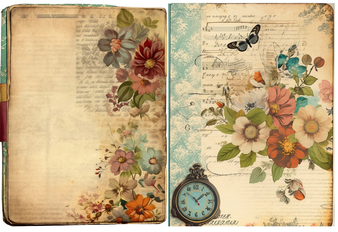 Shabby Ephemeral Background Papers: Vintage Collage Sheets (digital PDF ...