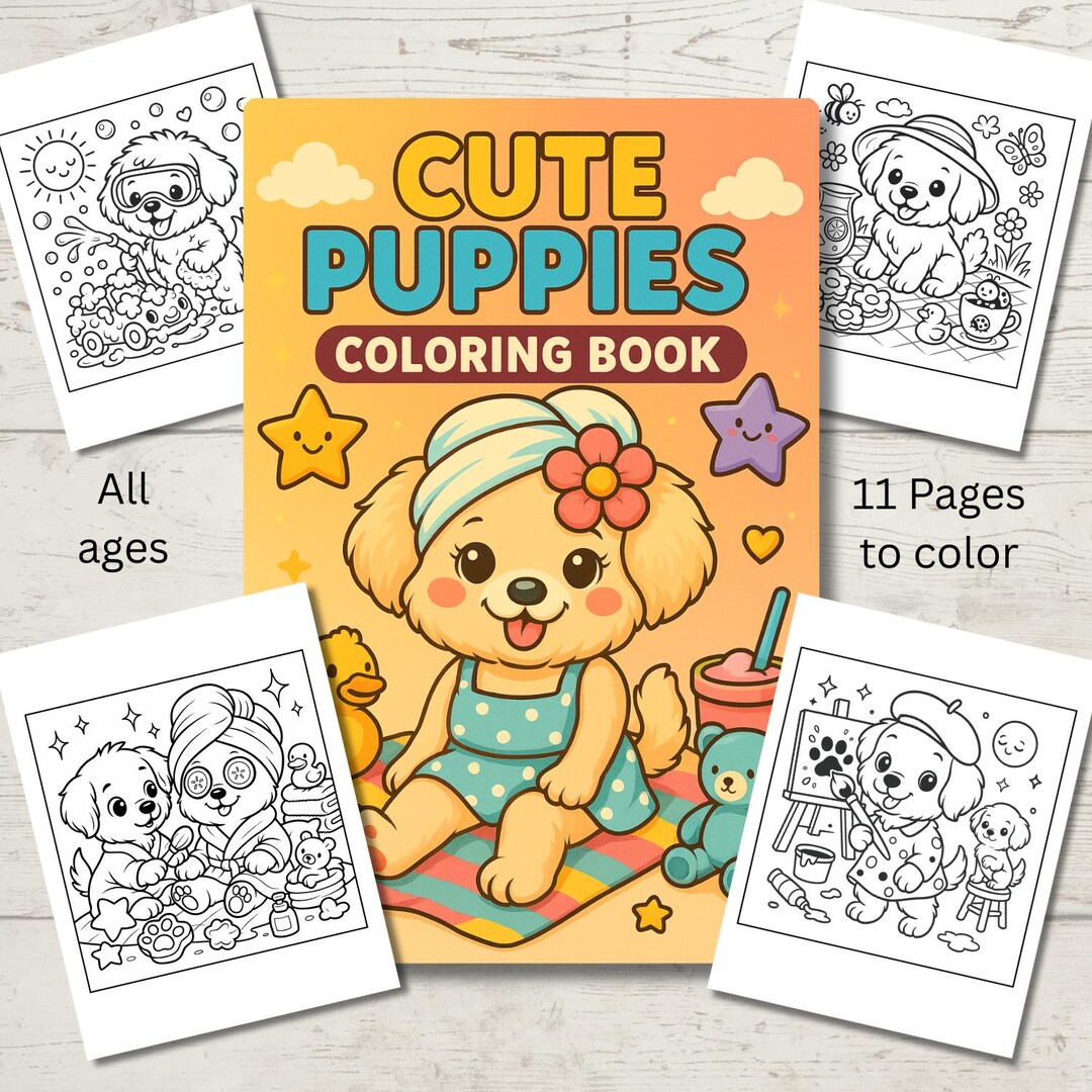 Kawaii Puppy Coloring Book – 11 Dog Pages (PDF Download - Etsy