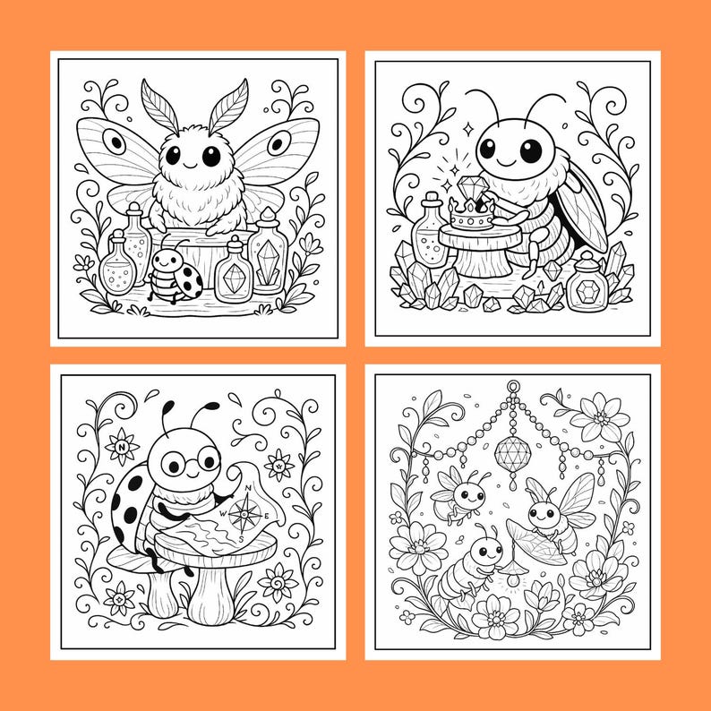 Enchanted Garden Bugs Coloring Book: 26 Fantasy Insect Art Pages ...