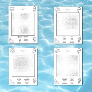 10 Summer Word Search Puzzles Printable PDF | Fun Activity Book for ...