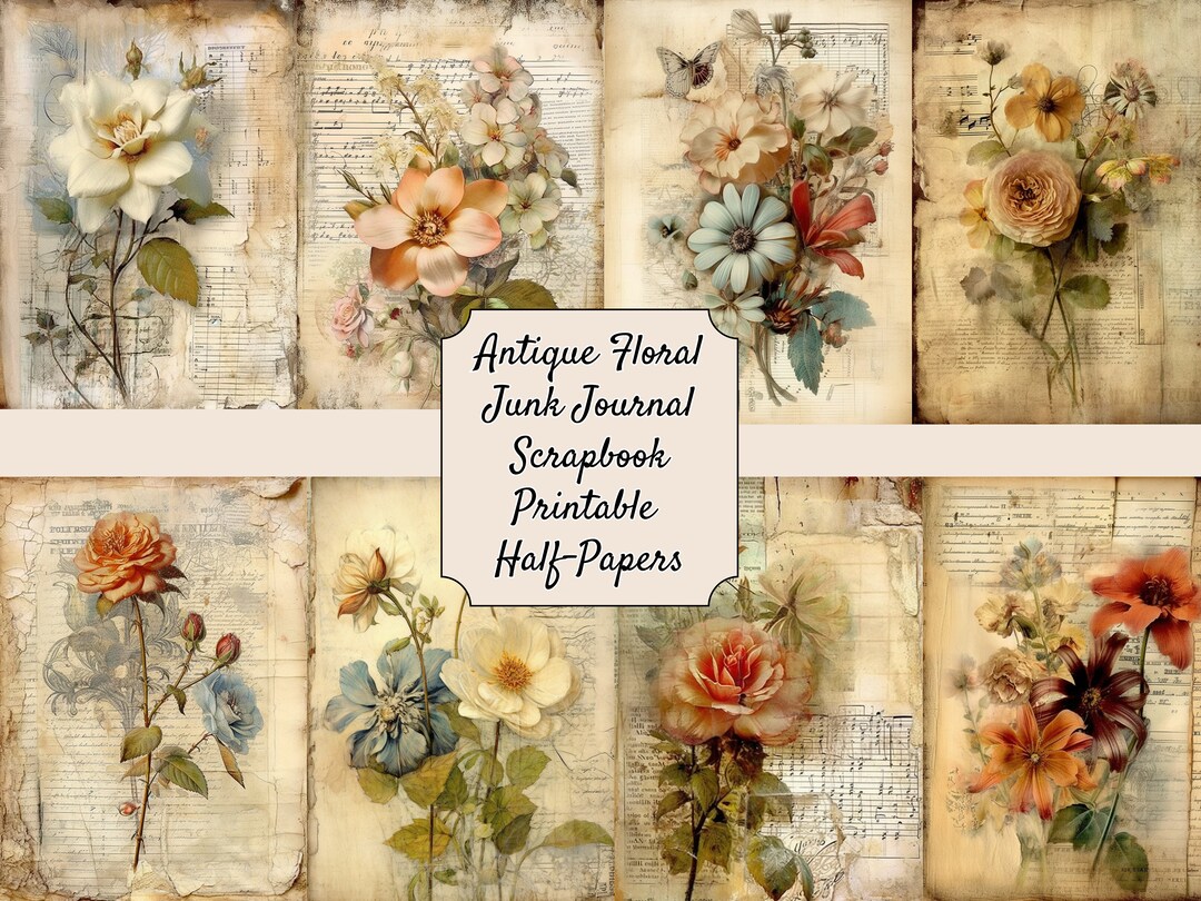 Antique Floral Ephemeral Half Papers - Junk Journal Printable ...