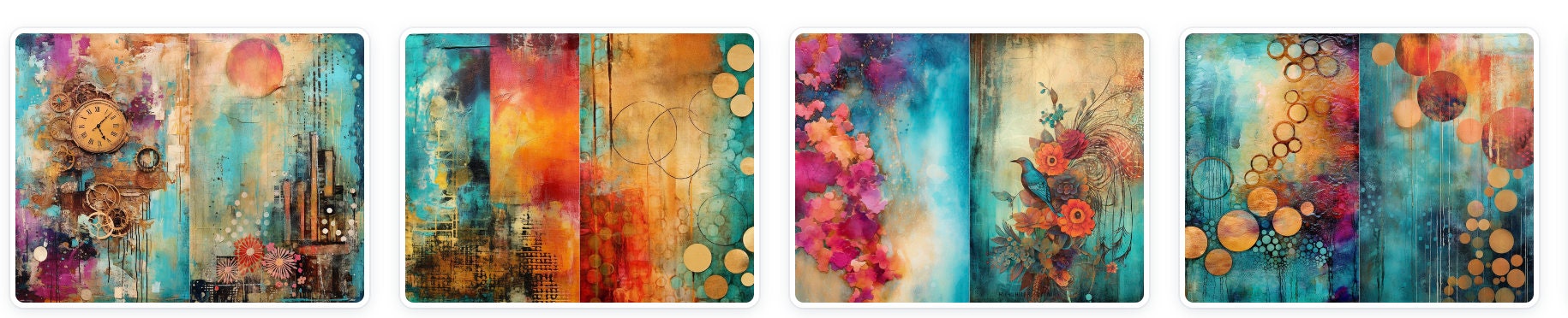 Mixed Media Jewel Tone Background Papers for Junk Journals, Scrapbooks ...