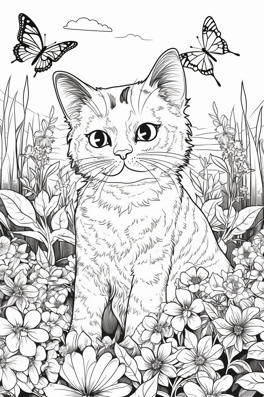 12 Charming Kitten Coloring Pages Cute Kittens With Flowers Printable ...
