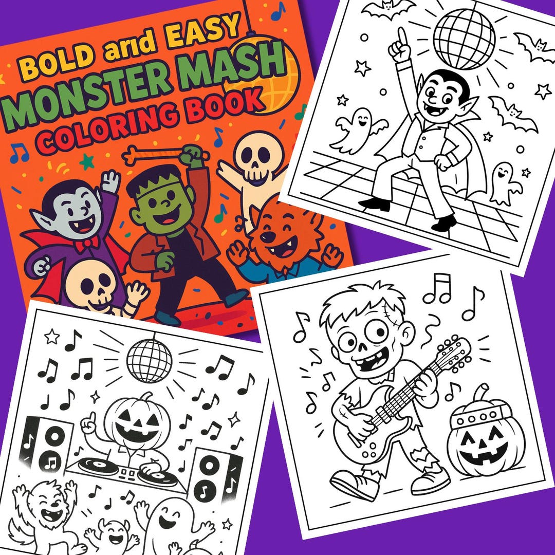 Monster Mash Halloween Coloring Book PDF | Bold and Easy Printable ...
