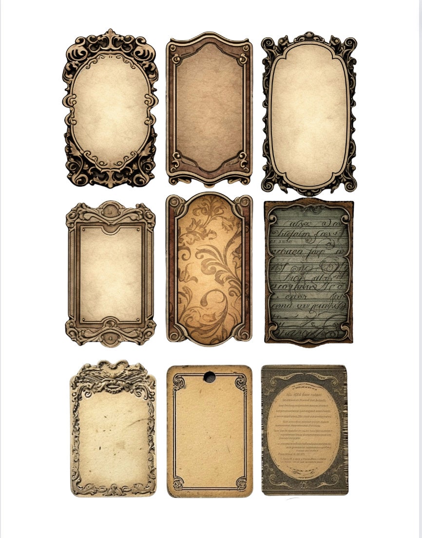 Antique Label Cut-outs for Junk Journaling, Scrapbooking, Card Making ...