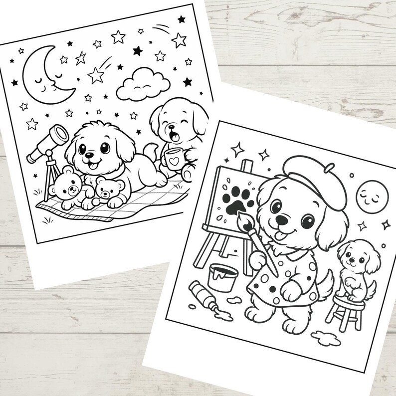 Kawaii Puppy Coloring Book – 11 Dog Pages (PDF Download - Etsy