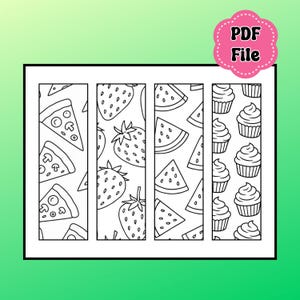 Printable Food Bookmark Coloring Pages – 16 Cute Doodle Bookmarks to ...