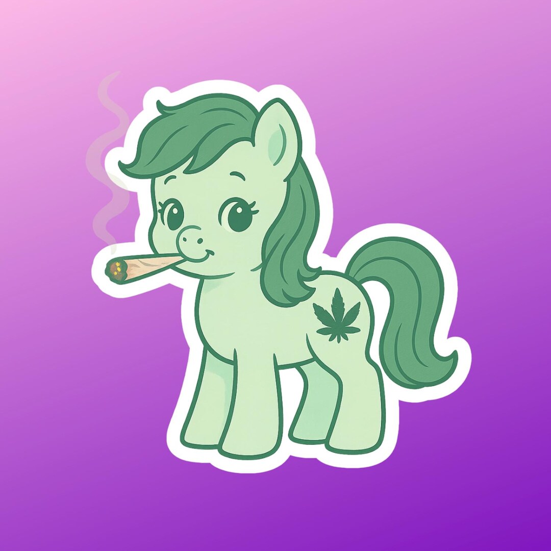 Cute Stoner Pony Sticker – Weed Sticker for Laptop, Water Bottle ...