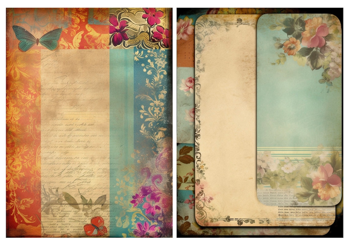 Shabby Ephemeral Background Papers Digital PDF File for Instant ...
