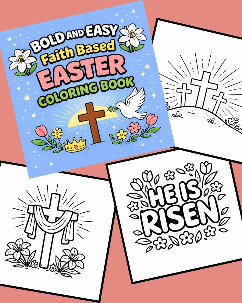 Faith Based Easter Coloring Book Printable PDF | Bold Easy Christian ...