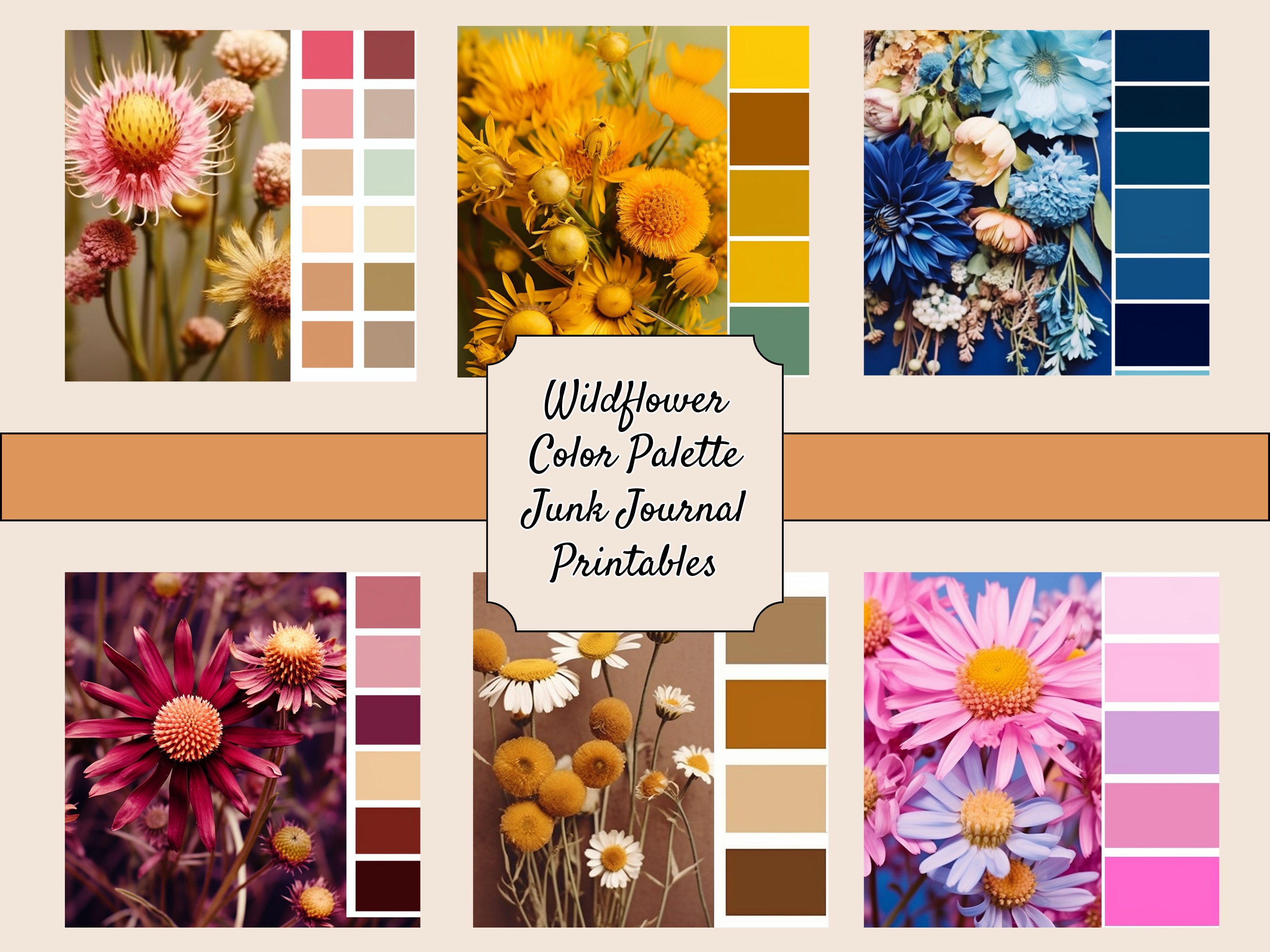 Wildflower Color Palette Junk Journal Printable - 6 Page PDF - 72 ...