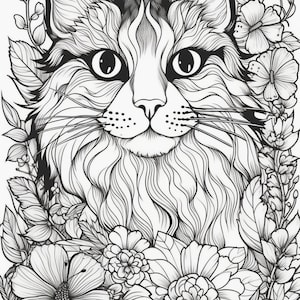 12 Charming Kitten Coloring Pages - Cute Kittens With Flowers ...
