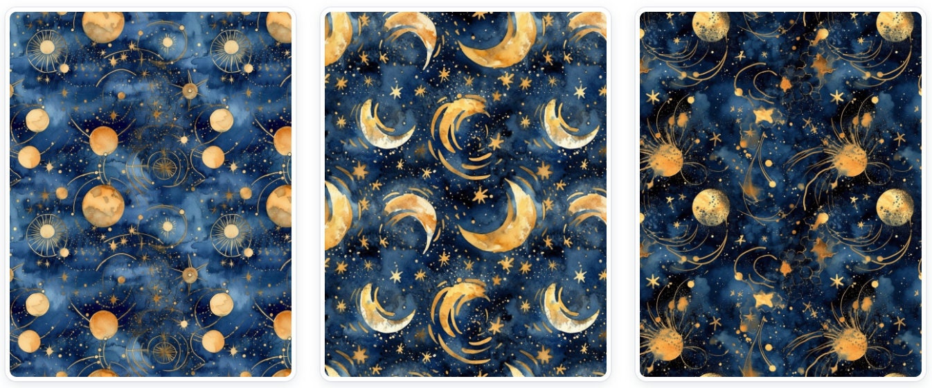 Midnight Celestial Printable Paper for Junk Journaling, Scrapbooking ...