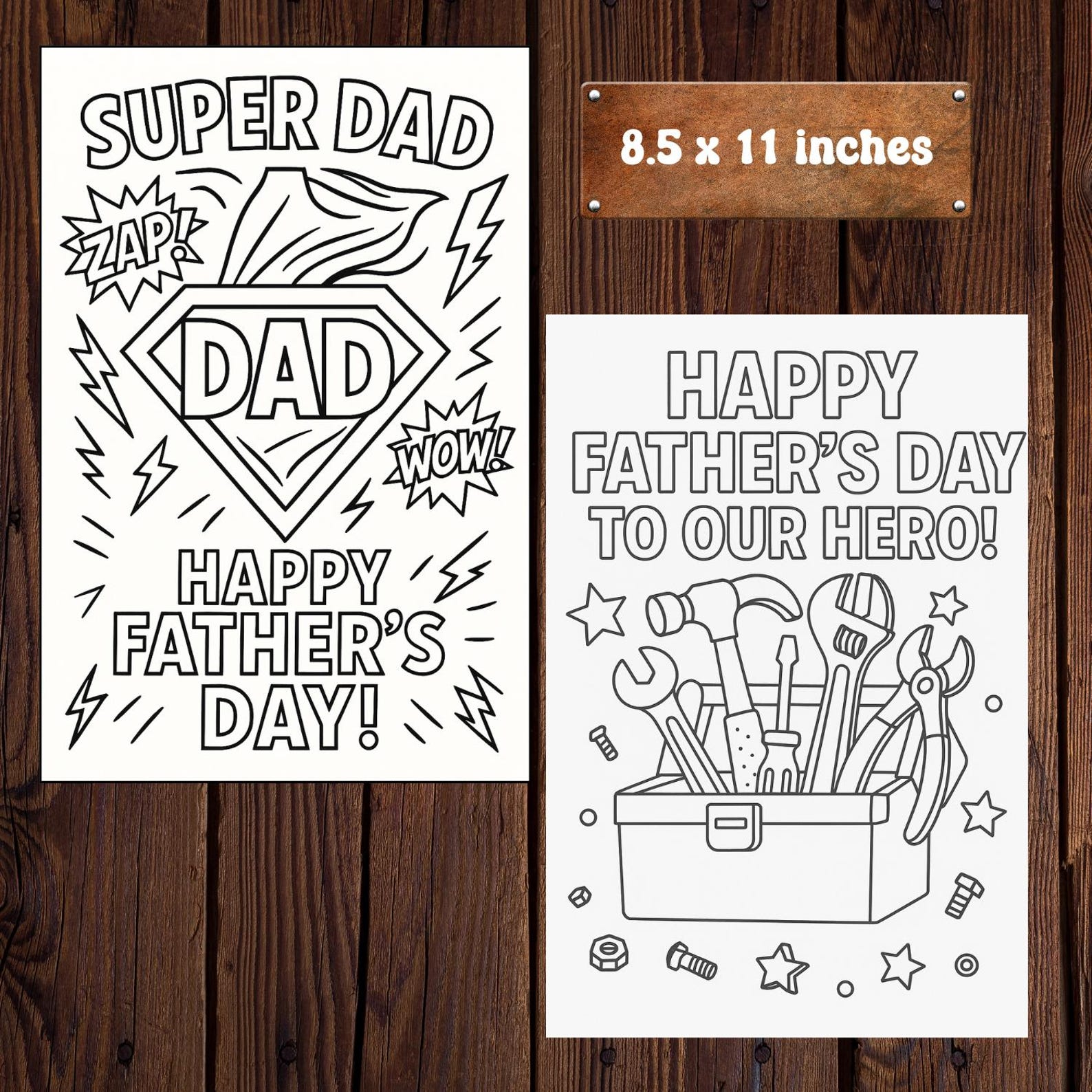 Father’s Day Cards to Color for Kids – 6 Printable Foldable Cards – 8 ...