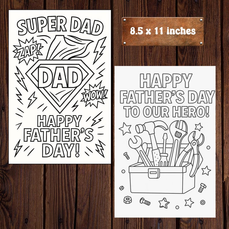 Father’s Day Cards to Color for Kids – 6 Printable Foldable Cards – 8 ...