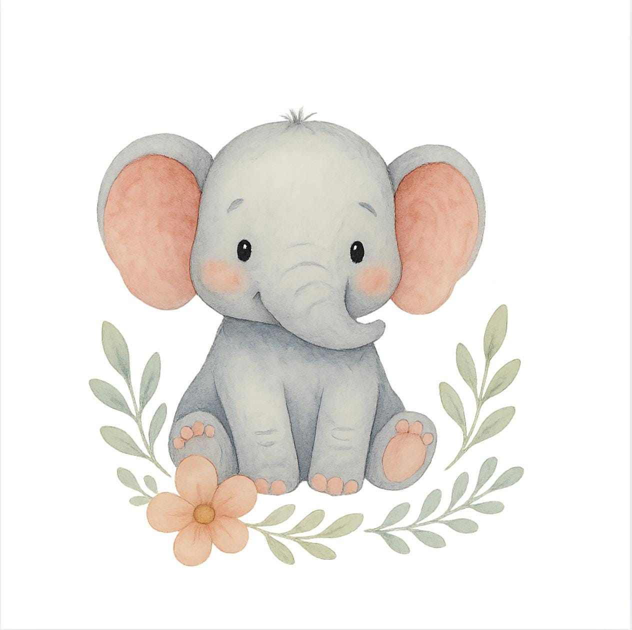 Watercolor Elephant Clipart PNG Set: Pink & Blue Baby Shower Art - Etsy