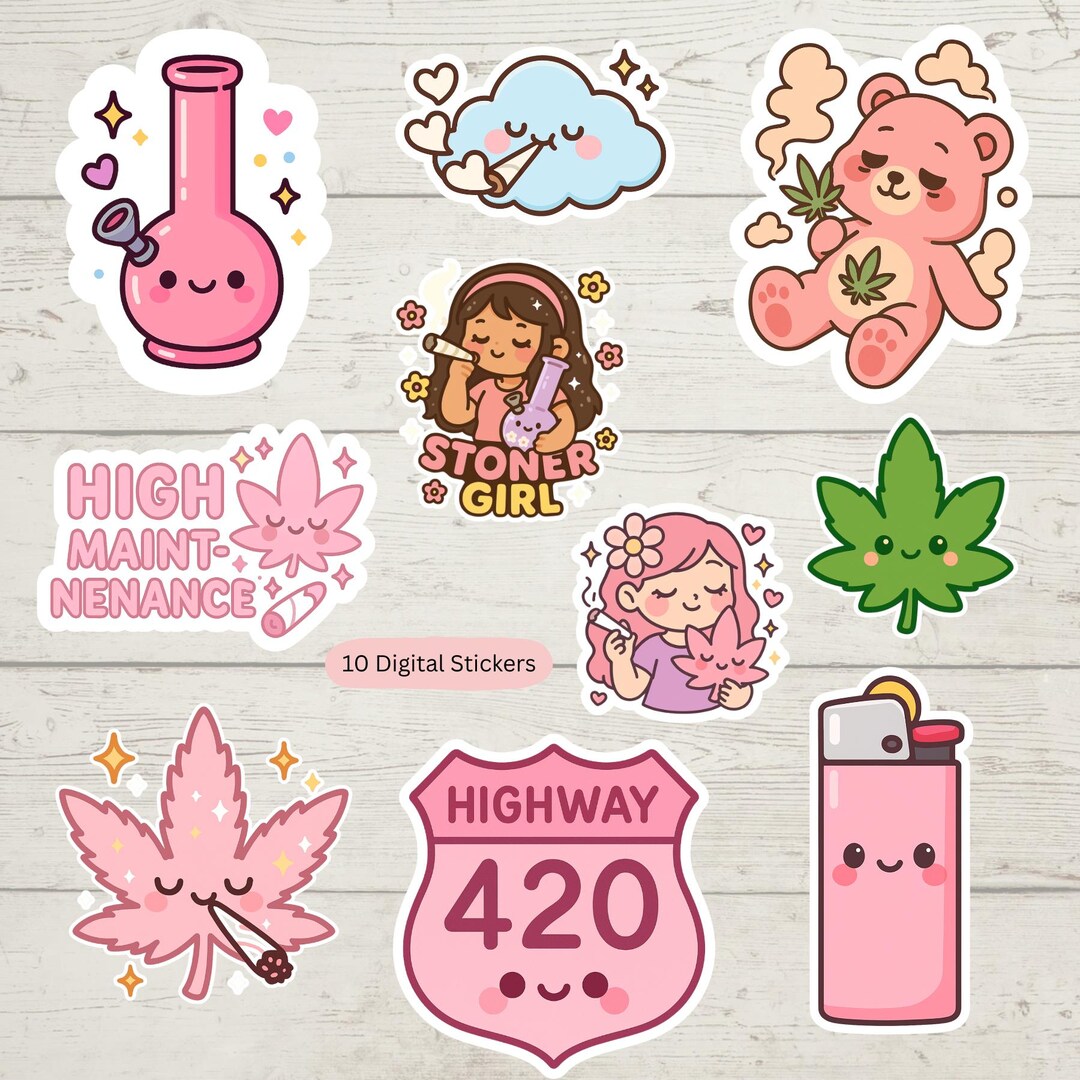 Stoner Girl PNG Stickers - Digital Stickers - Stoner Girl Clipart - PNG ...