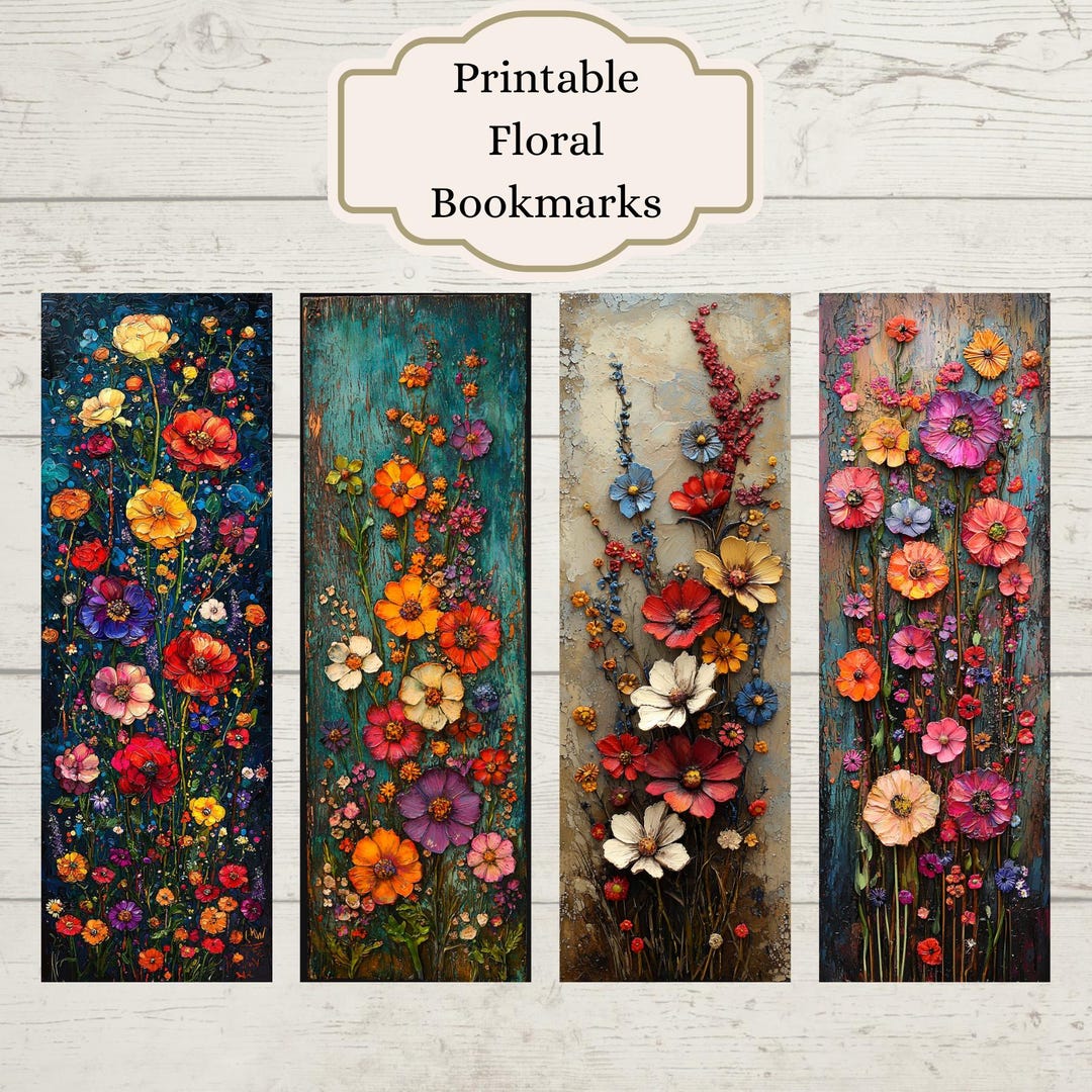Printable Floral Bookmarks: Vibrant Flower Designs (PDF Download) - Etsy