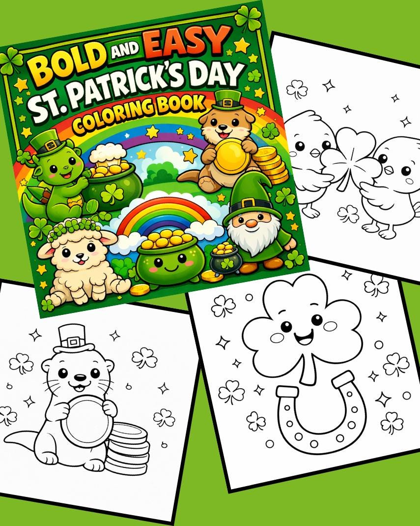 Bold & Easy St. Patrick’s Day Coloring Book | 24 Pages | Shamrocks ...